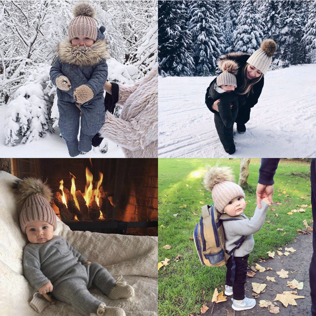 Mini Beige Pom Bobble Hat – Pomkin